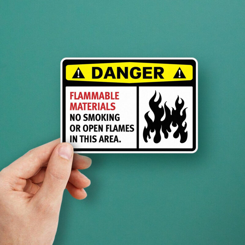 Danger Flammable Materials Sticker - Stickers Factory