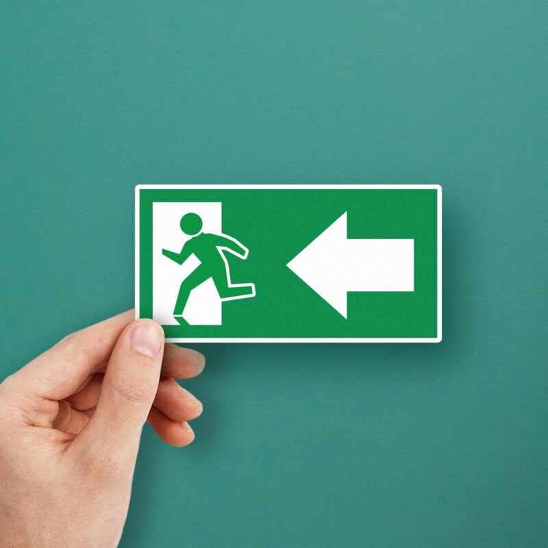 Emergency Exit Left Arrow Sticker - Stickers Factory
