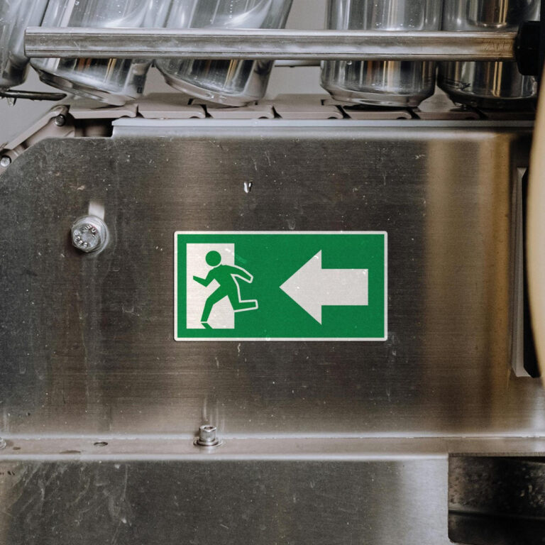 Emergency Exit Left Arrow Sticker - Stickers Factory