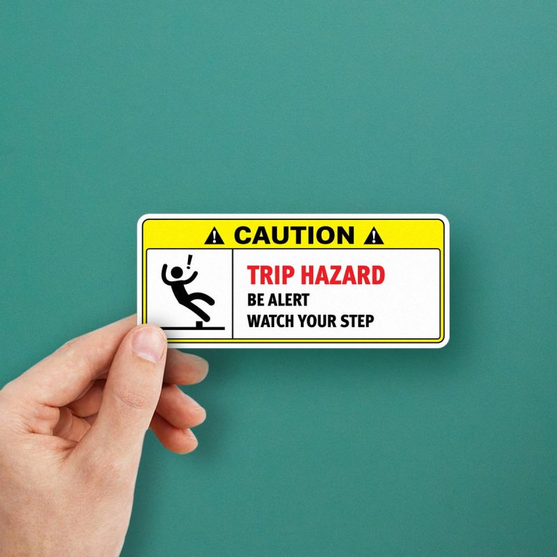 Caution Trip Hazard Sticker - Stickers Factory