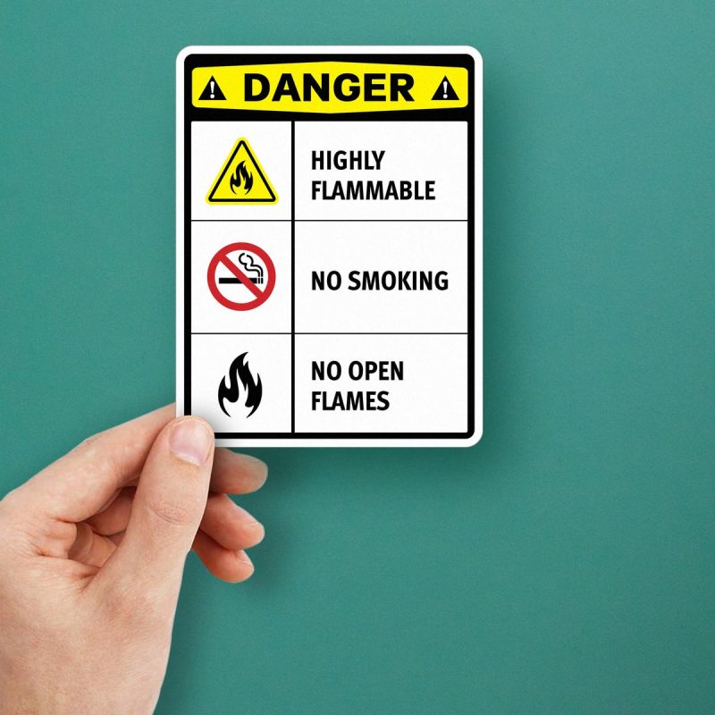 Danger Highly Flammable Sticker - Stickers Factory