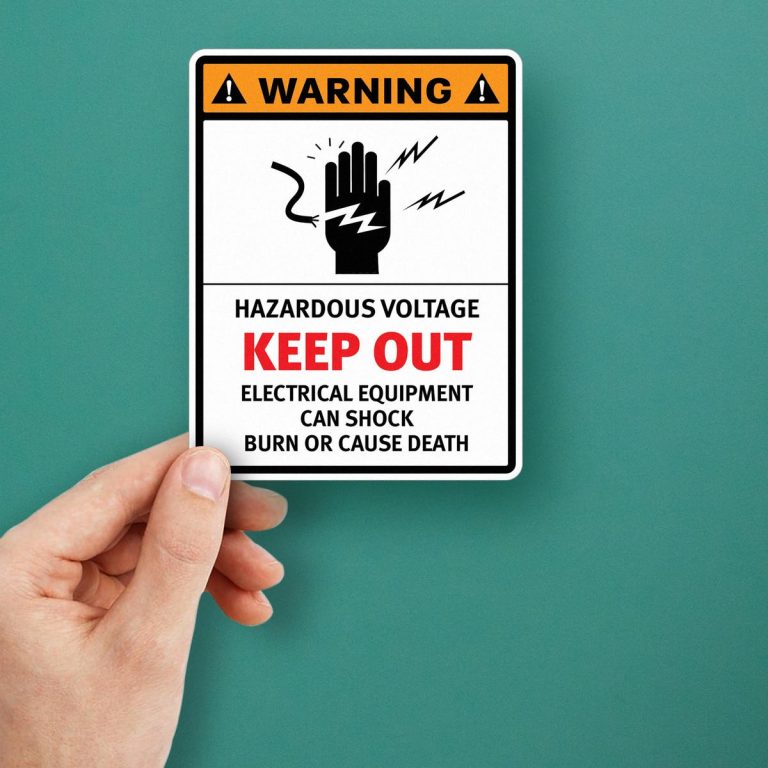Warning Hazardous Voltage Sticker - Stickers Factory