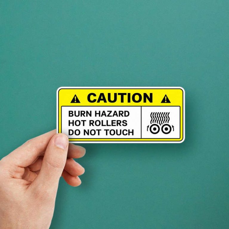 Caution Burn Hazard Sticker - Stickers Factory