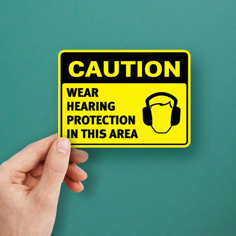 Caution Wear Hearing Protection Sticker - Stickers Factory