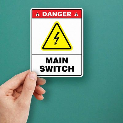 Danger Main Switch Safety Sign Sticker - Stickers Factory