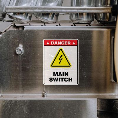 Danger Main Switch Safety Sign Sticker - Stickers Factory