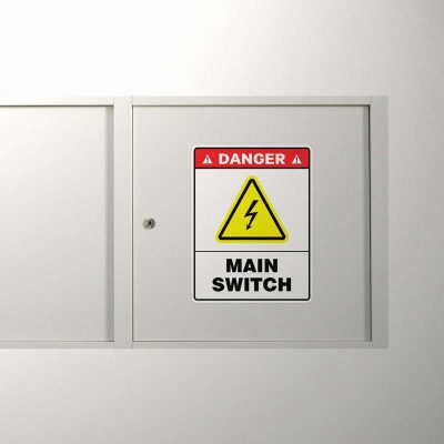 Danger Main Switch Safety Sign Sticker - Stickers Factory