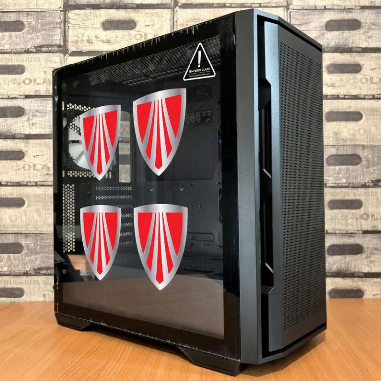 Red and Silver Shield Vinyl Stickers - Stickers Factory