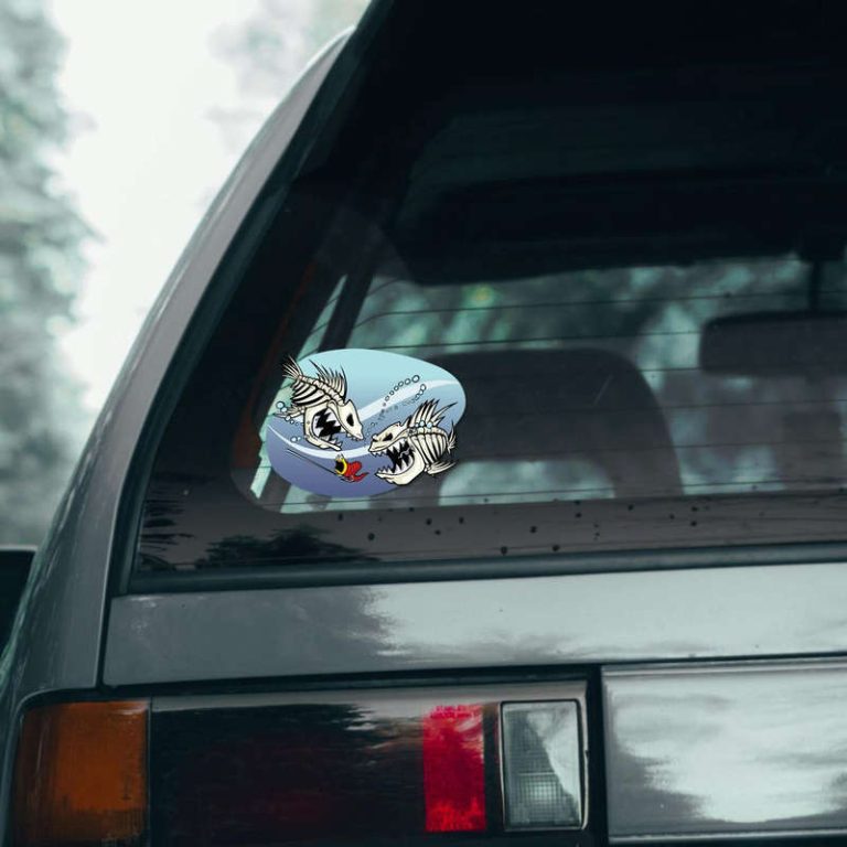 Skeleton Fish Attack Sticker - Stickers Factory