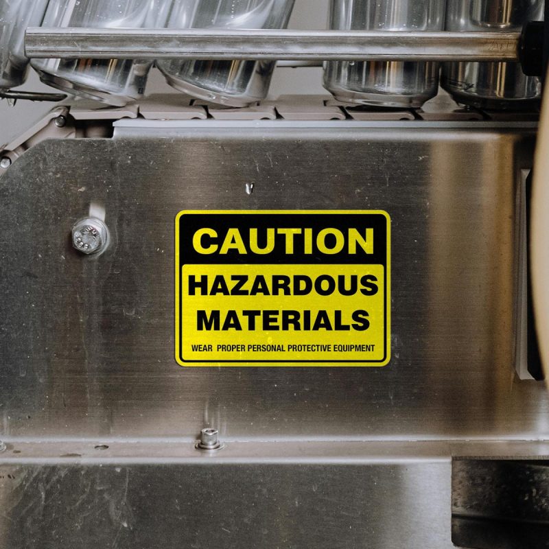 Caution Hazardous Materials Safety Sign - Stickers Factory