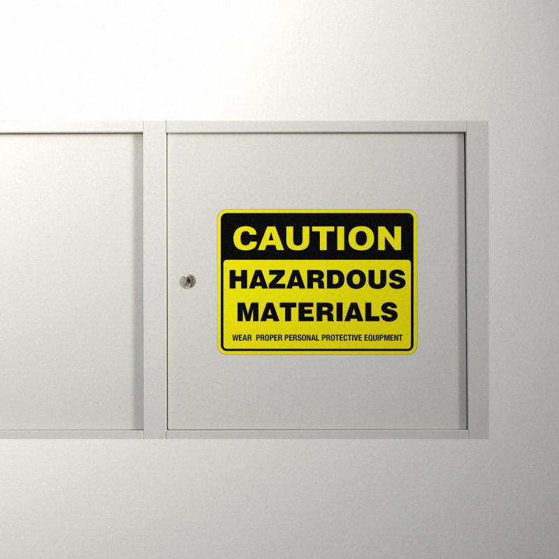 Caution Hazardous Materials Safety Sign - Stickers Factory