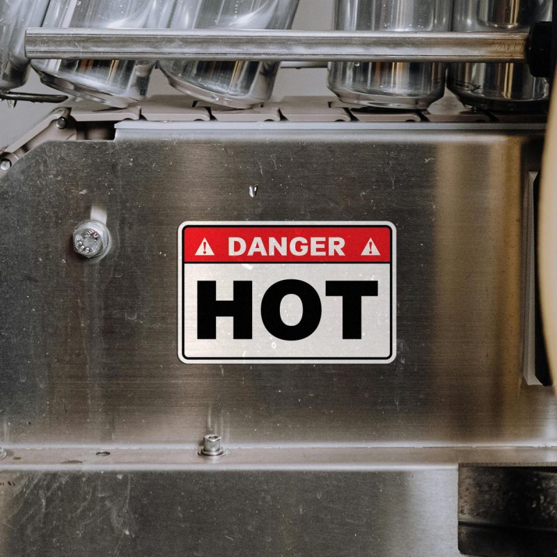 Danger "Hot" Warning Sign Sticker - Stickers Factory