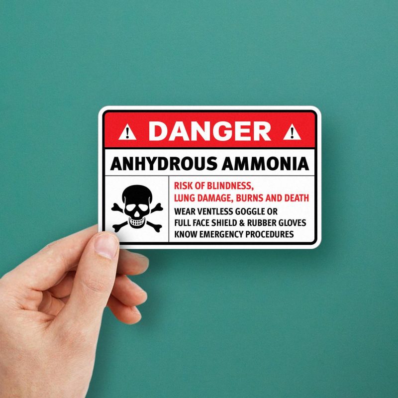 "Danger: Anhydrous Ammonia" Safety Sticker - Stickers Factory