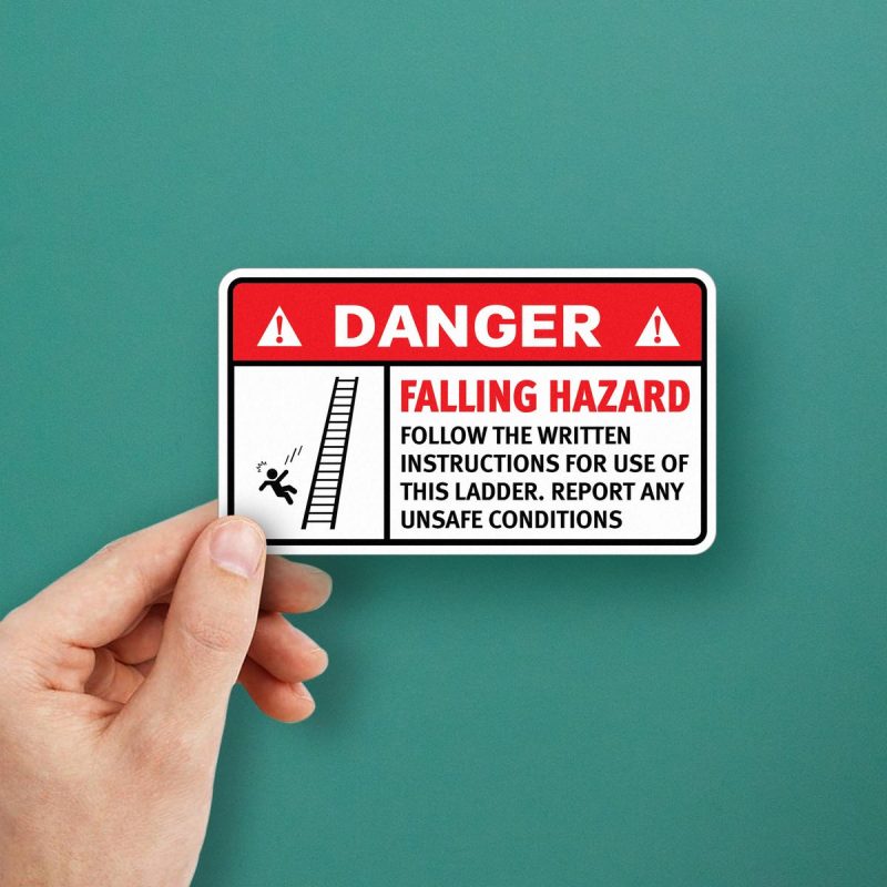 Danger Falling Hazard Warning Sticker - Stickers Factory