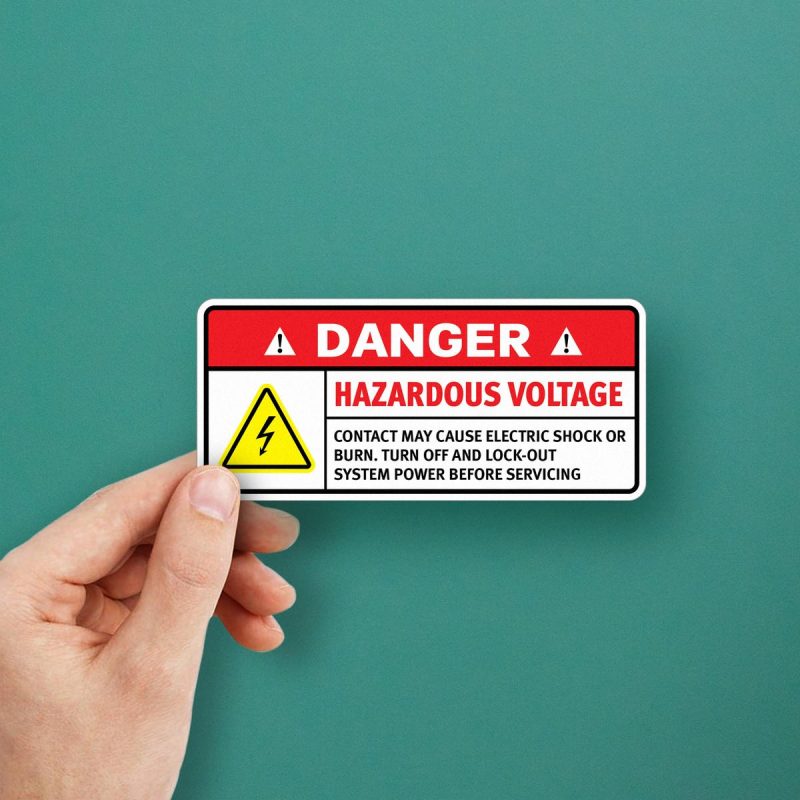 "Danger Hazardous Voltage" Safety Sign Decal - Stickers Factory