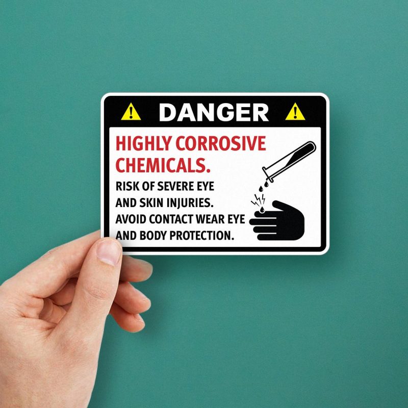 Danger: Highly Corrosive Chemicals Safety Sticker - Stickers Factory