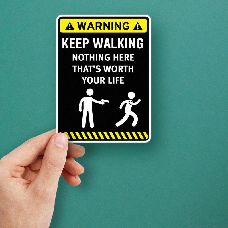Funny "Keep Walking" Warning Sticker - Stickers Factory