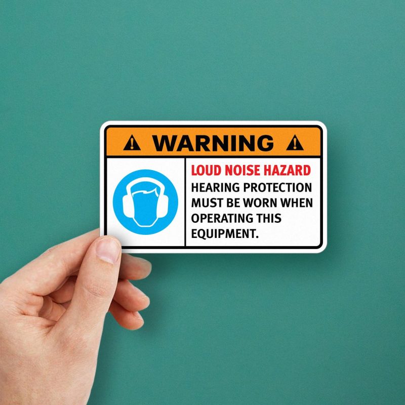 "Loud Noise Hazard" Warning Sticker - Stickers Factory