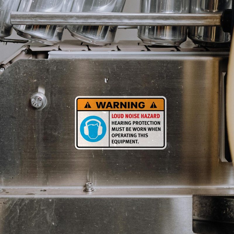 "Loud Noise Hazard" Warning Sticker - Stickers Factory