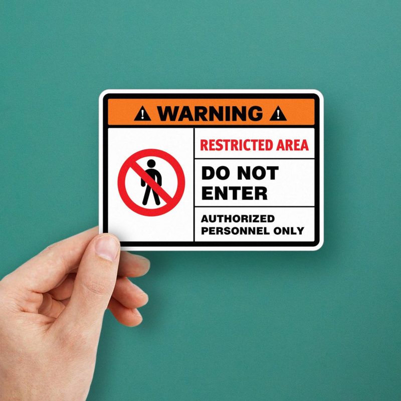 Restricted Area Do Not Enter Warning Sticker - Stickers Factory