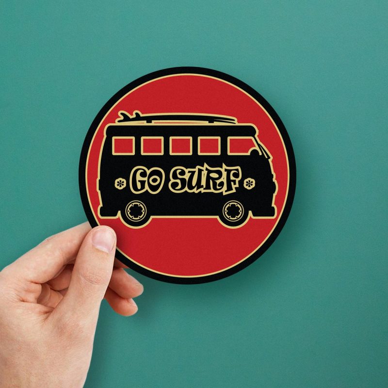 Retro "Go Surf" Van Sticker - Stickers Factory