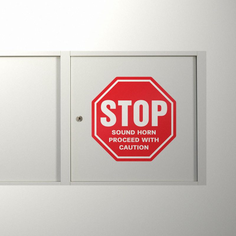 STOP Sign with "Sound Horn Proceed with Caution" - Stickers Factory