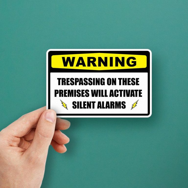 Warning: Trespassing Will Activate Silent Alarms Sign - Stickers Factory