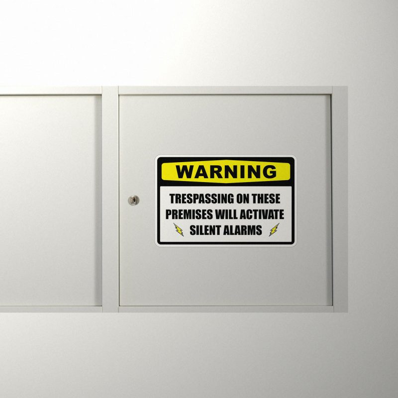Warning: Trespassing Will Activate Silent Alarms Sign - Stickers Factory