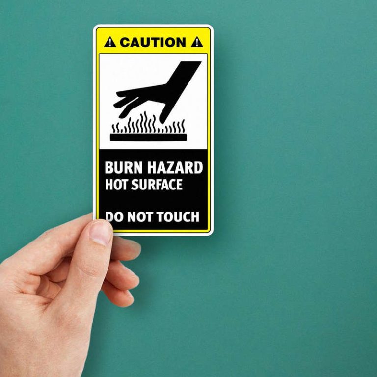 Caution: Burn Hazard Hot Surface" Vinyl Sticker – Durable - Stickers ...
