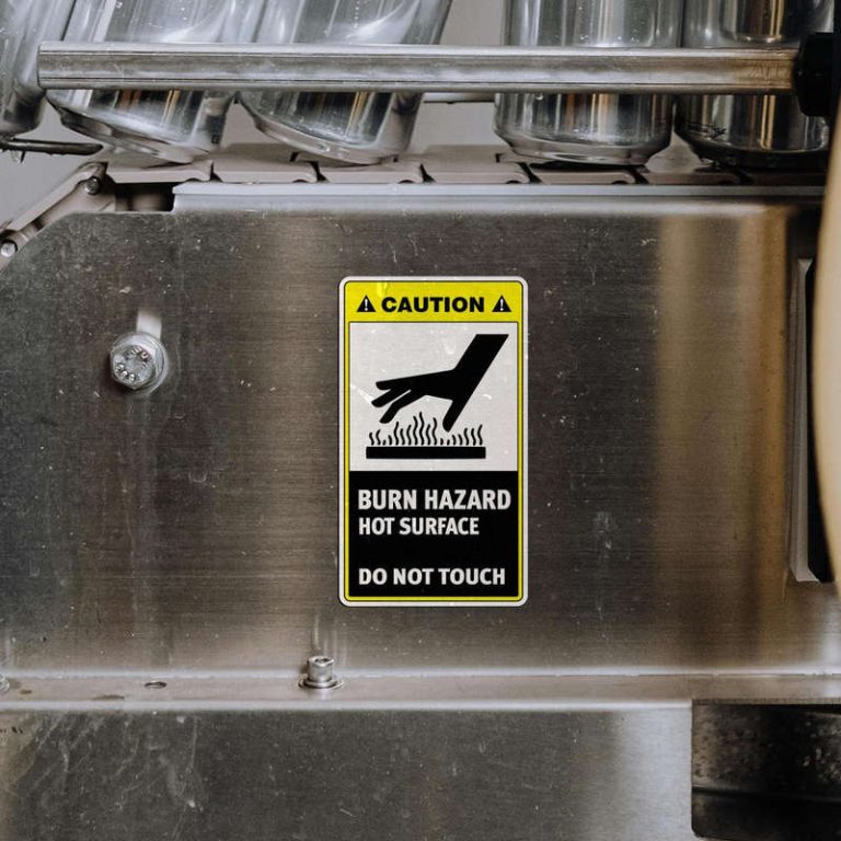 Caution: Burn Hazard Hot Surface" Vinyl Sticker – Durable - Stickers ...