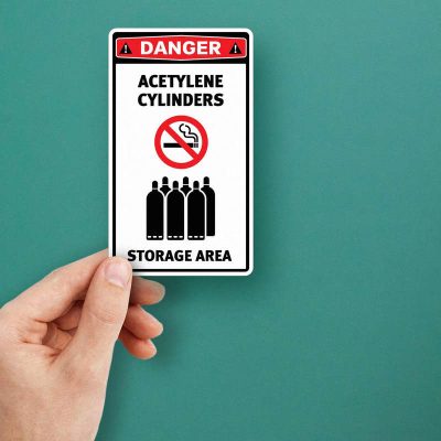 Danger Acetylene Cylinders Storage Area Sign Sticker - Stickers Factory