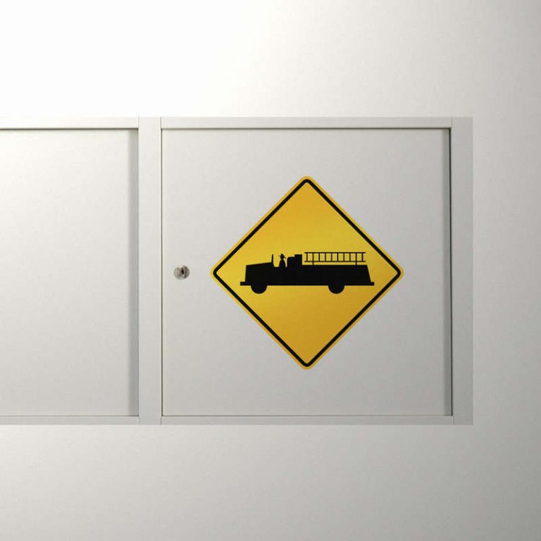 Fire Truck Warning Sign Sticker - Stickers Factory