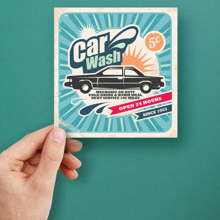 Vintage Car Wash Sticker - Stickers Factory