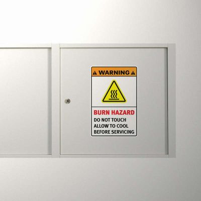 Warning Burn Hazard Safety Sign Sticker - Stickers Factory